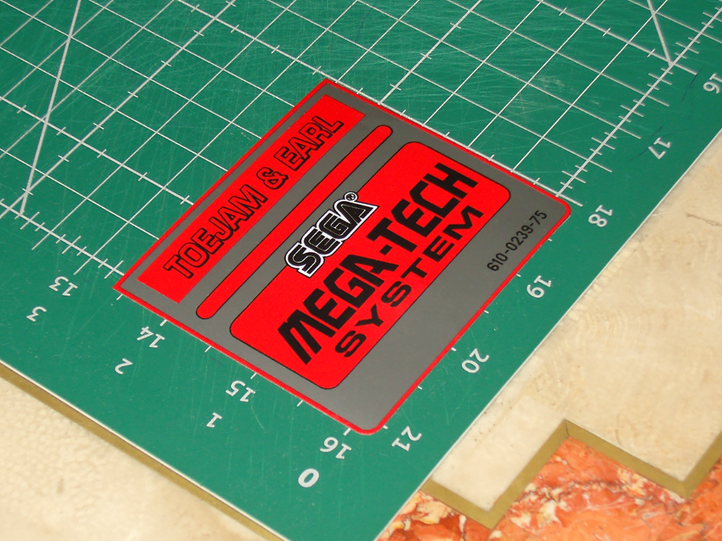 "ToeJam & Earl Mega-Tech System Custom Cartridge Label Stickers" (SEGA). Designed by Mikonos