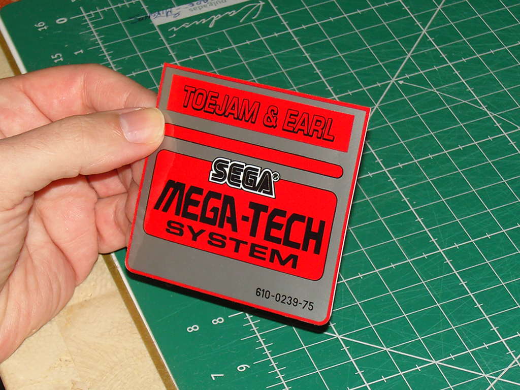 "ToeJam & Earl Mega-Tech System Custom Cartridge Label Stickers" (SEGA). Designed by Mikonos