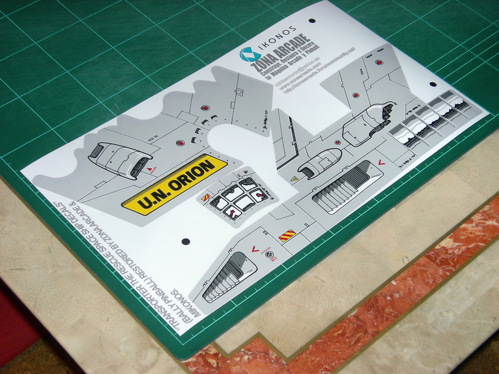 "TRANSPORTER THE RESCUE SPACE SHIP PINBALL DECALS" (BALLY / MIDWAY ...