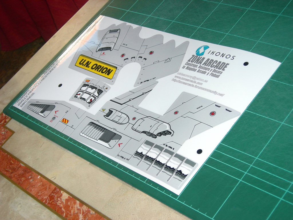 "TRANSPORTER THE RESCUE SPACE SHIP PINBALL DECALS" (BALLY / MIDWAY ...