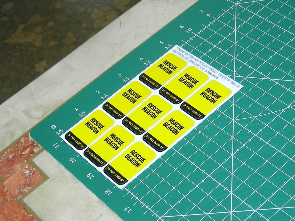 "Transporter The Rescue Drop Target Pinball Stickers" (BALLY) printed ...