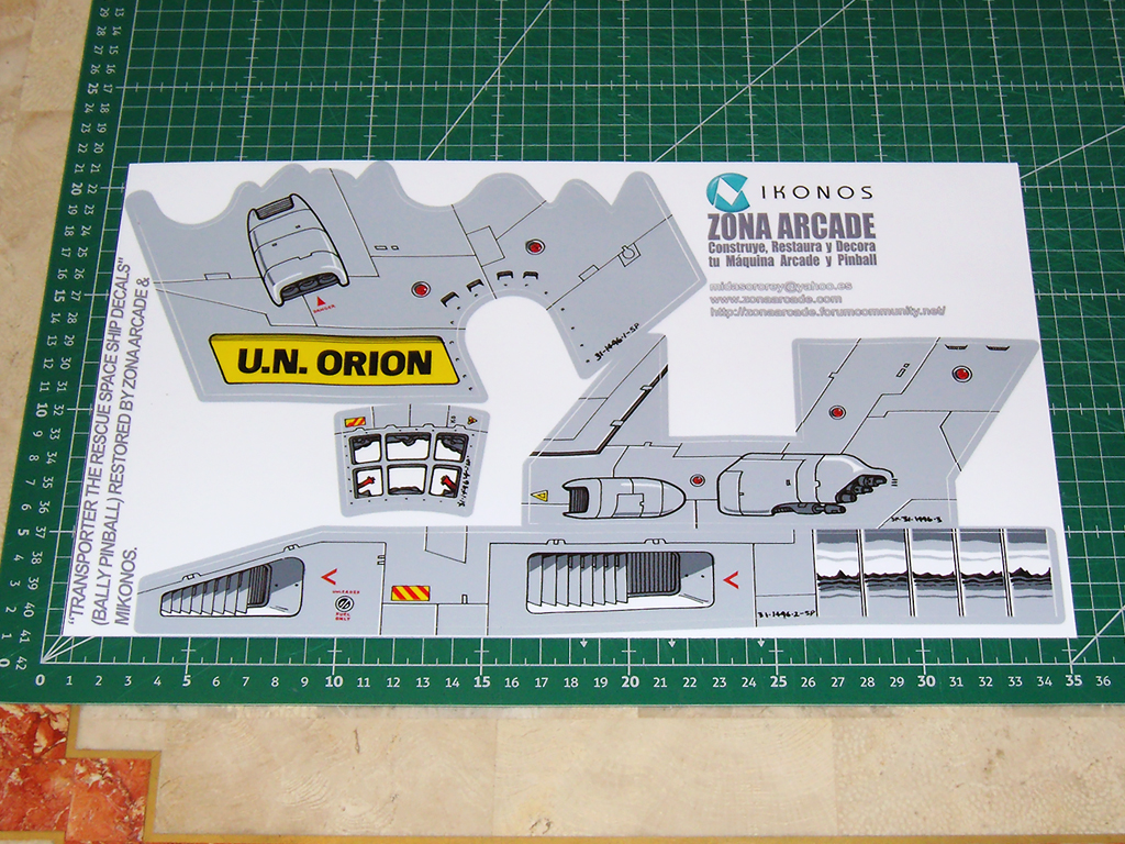 "Transporter The Rescue Pinbal Orion Spaceship and Drop Targets Decals ...