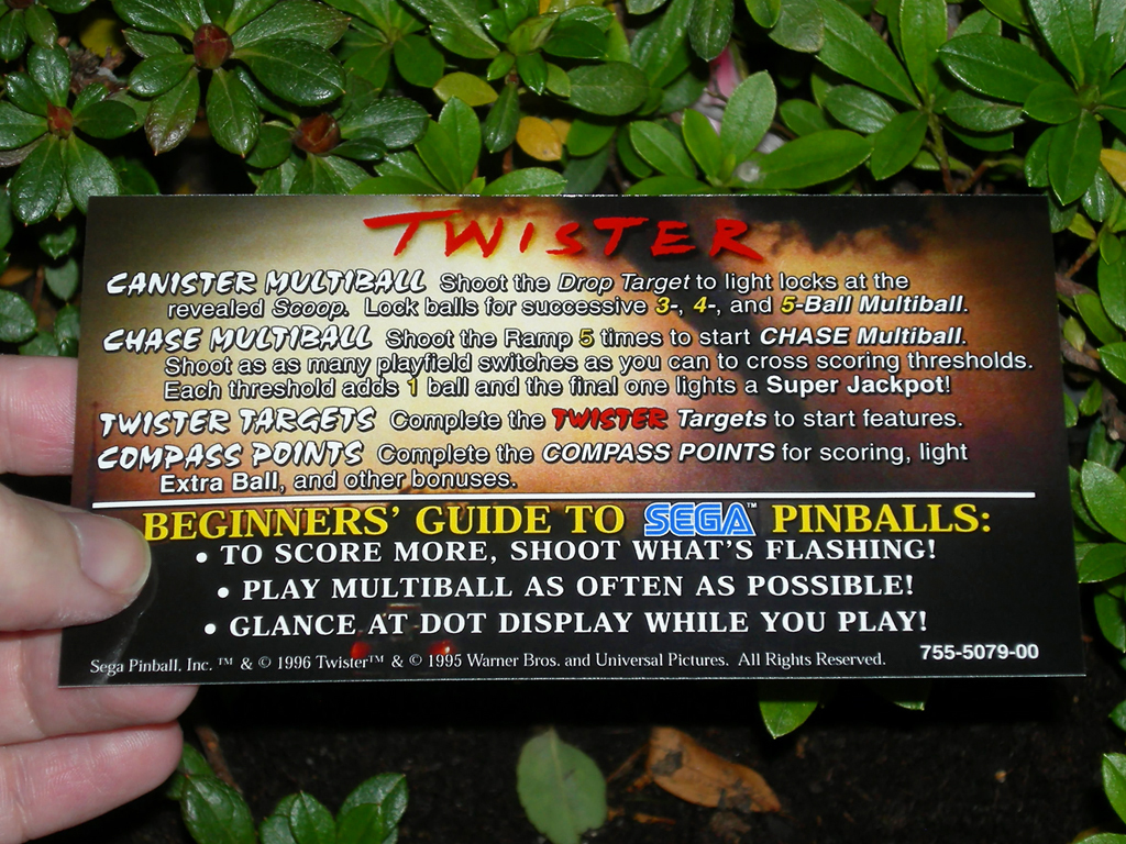 "Twister Custom Pinball Cards" (SEGA). Designed by Zona Arcade and Mikonos
