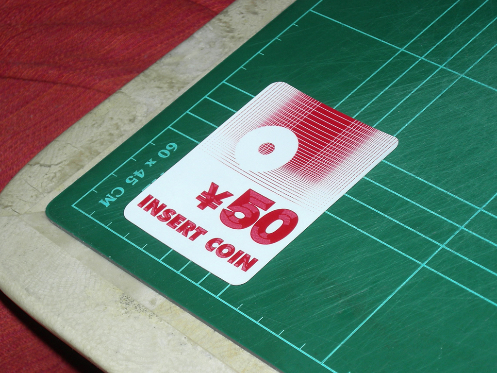 "VEWLIX INSERT COIN ¥ 50 LABEL STICKER" (TAITO). Restored by Mikonos ...