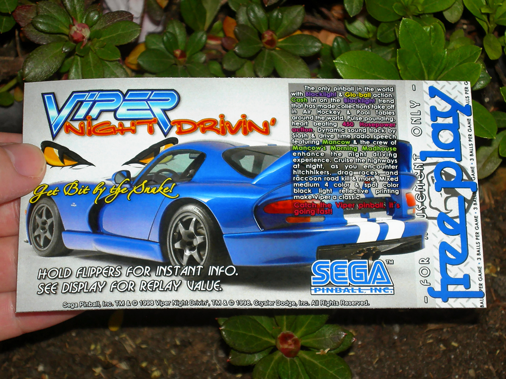 "Viper Night Drivin´ Custom Pinball Cards" (SEGA). Designed by Zona ...