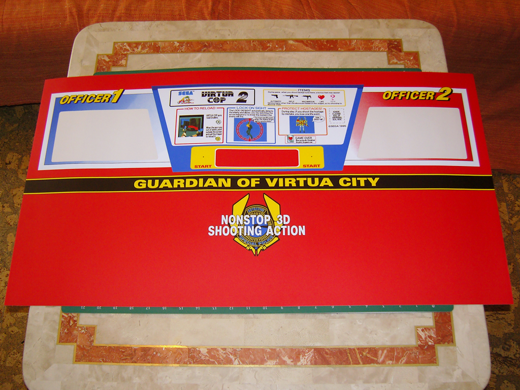 "Virtua Cop 2 Control Panel Overlay/CPO" (SEGA) arcade artwork printed ...