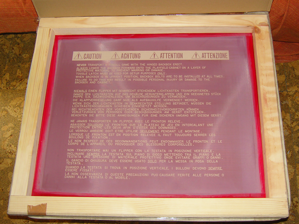 "Williams Pinball Warning Text Silkscreen Mesh" (WILLIAMS) reproduction ...