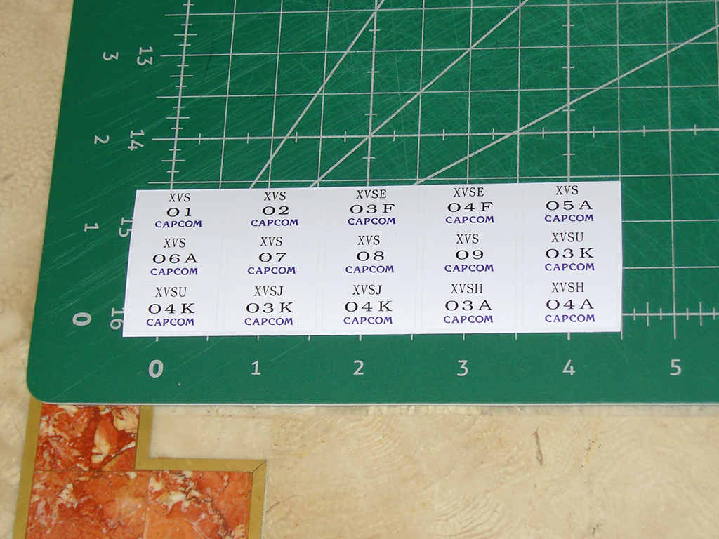 "X-MEN VS STREET FIGHTER CPS2 EPROM STICKERS FOR VERSION XVS, XVSE ...