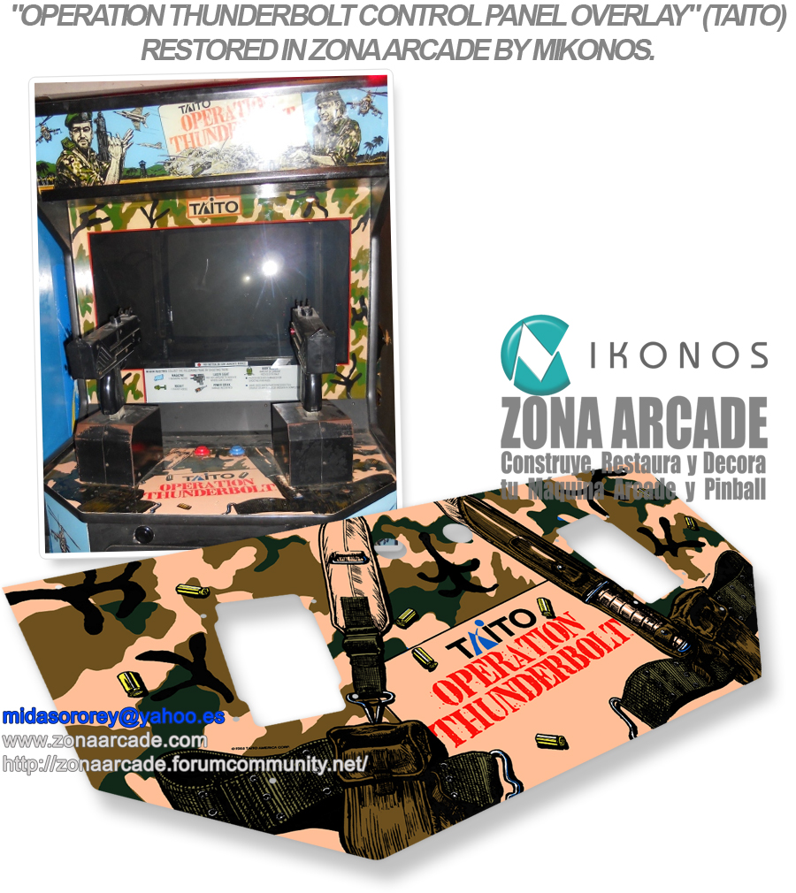 "OPERATION THUNDERBOLT CONTROL PANEL OVERLAY CPO" (TAITO) arcade artwork file in restoration ...