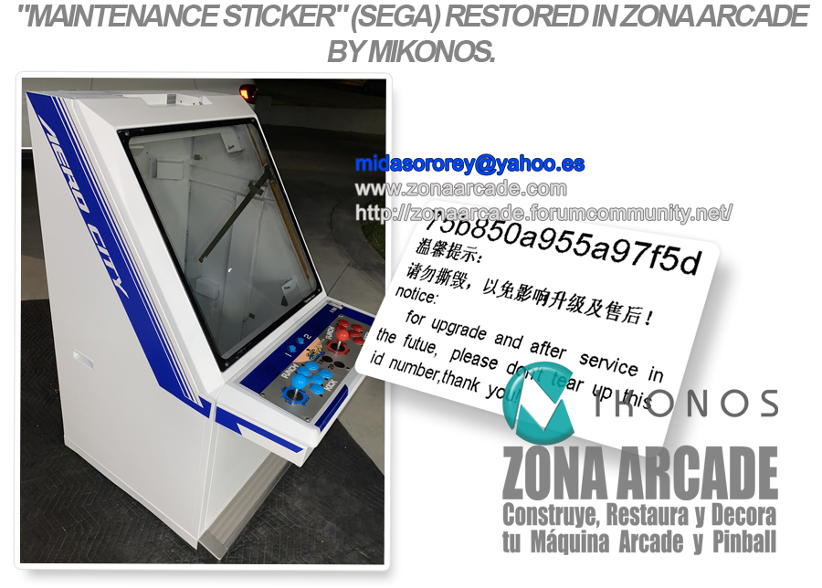 "AERO CITY CABINET" (SEGA) All Arcade Artwork Decals and Small Stickers ...