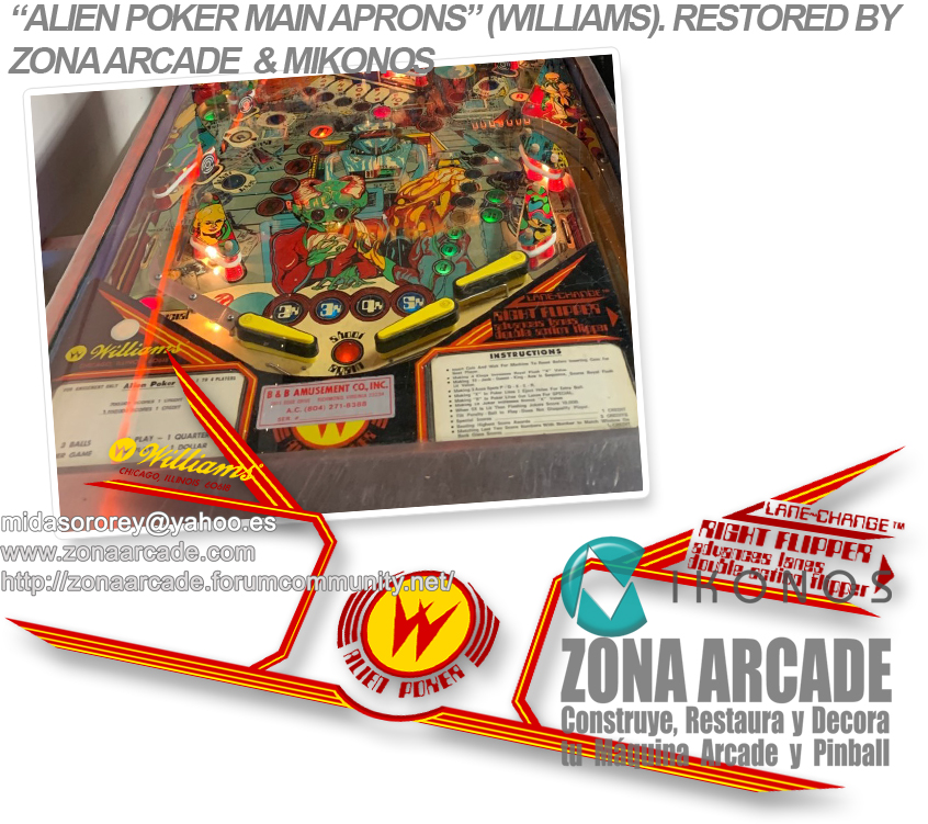"ALIEN POKER PINBALL APRONS" (WILLIAMS). Artworks restored by Zona ...