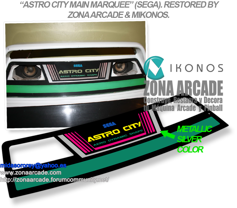 "(NEW) ASTRO CITY CABINET" (SEGA) All Arcade Artwork Decals and Small Stickers in Zona Arcade Site