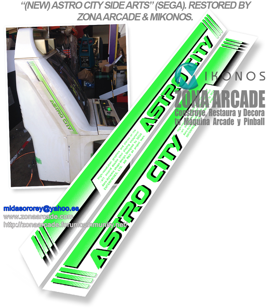 "(NEW) ASTRO CITY CABINET" (SEGA) All Arcade Artwork Decals and Small Stickers in Zona Arcade Site