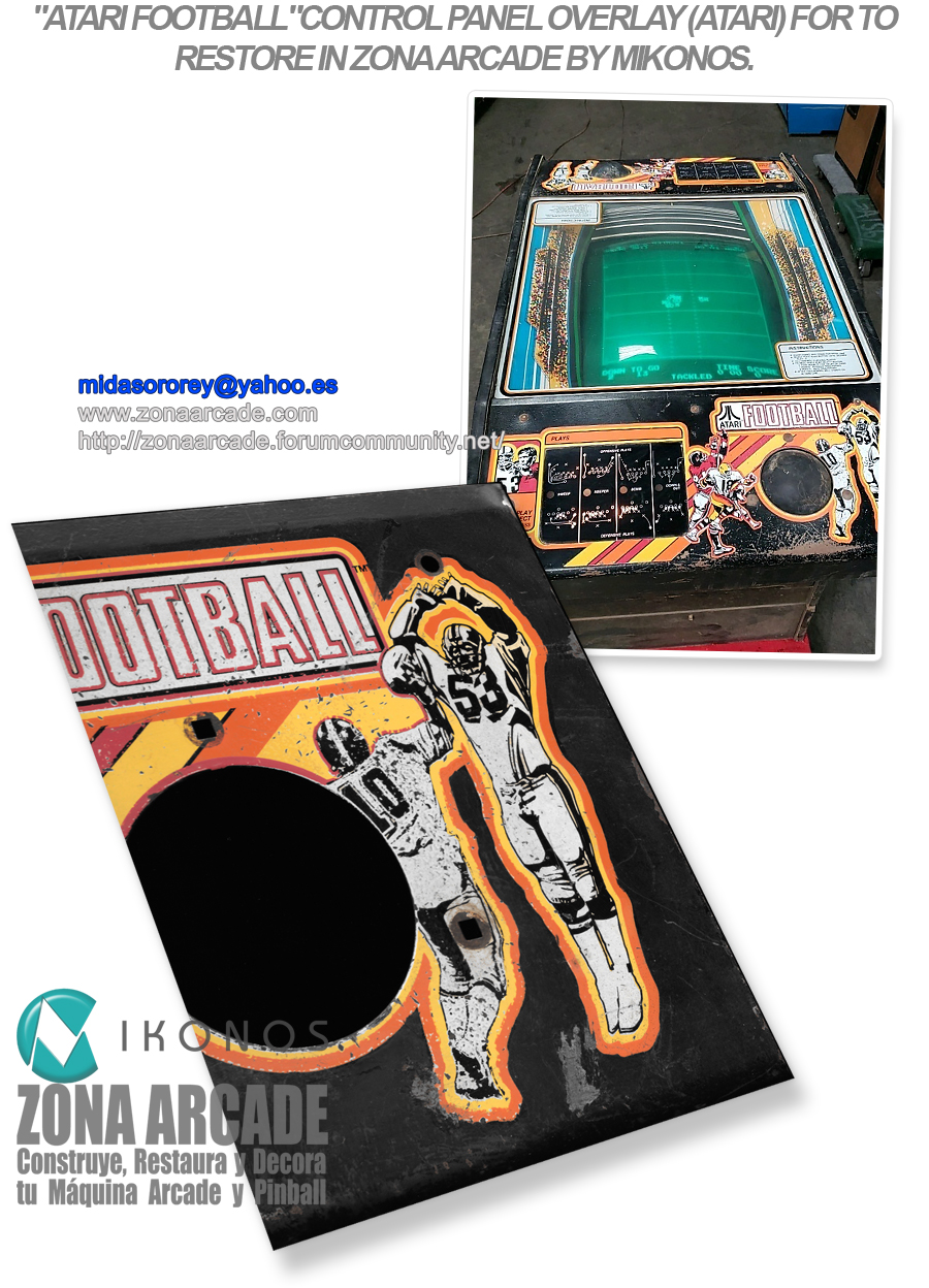 "ATARI FOOTBALL CONTROL PANEL OVERLAY" (ATARI) files in Zona Arcade for ...