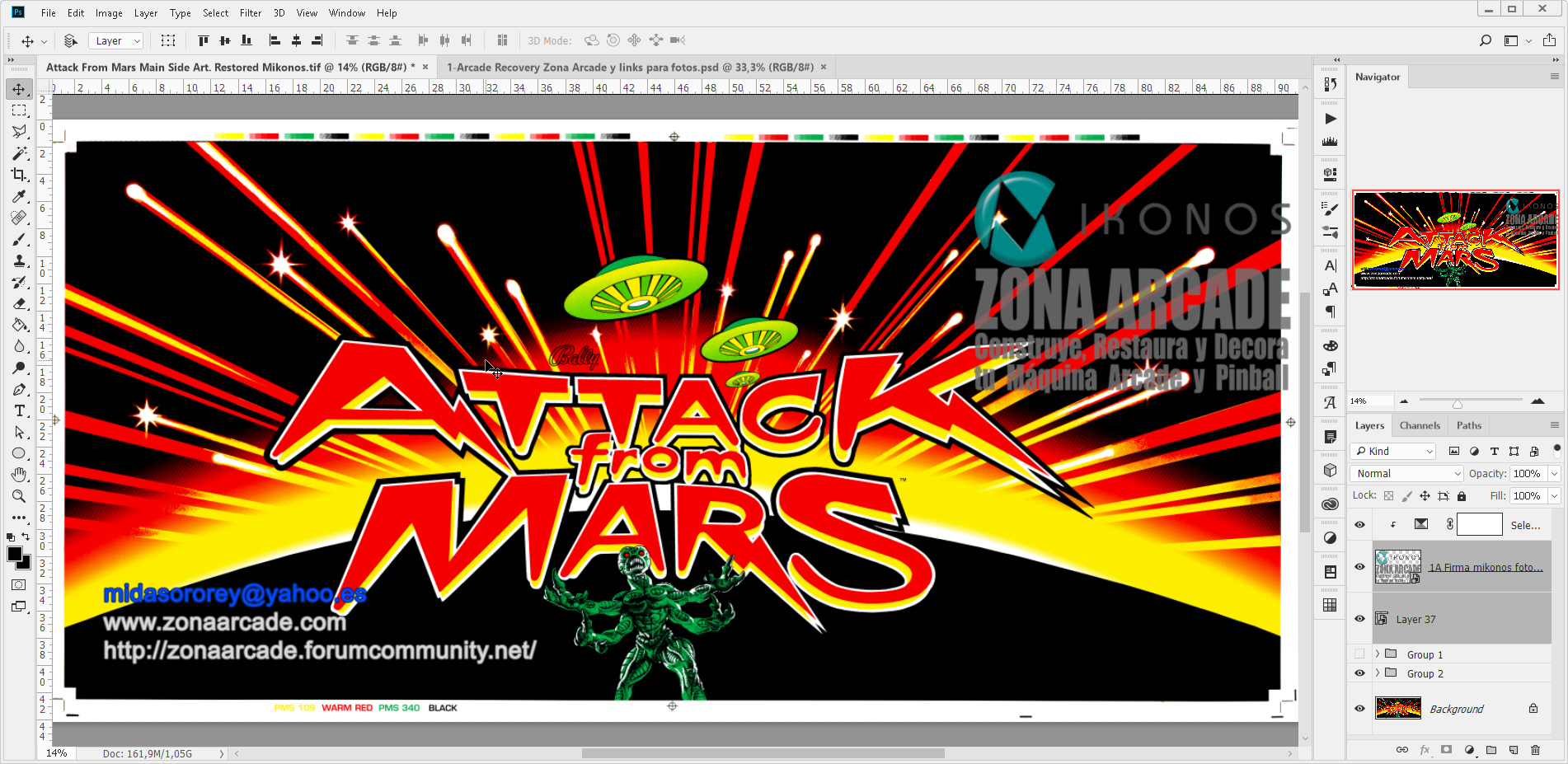 "ATTACK FROM MARS PINBALL DECALS" (BALLY) artwork files in Restoration by Mikonos for Zona ...