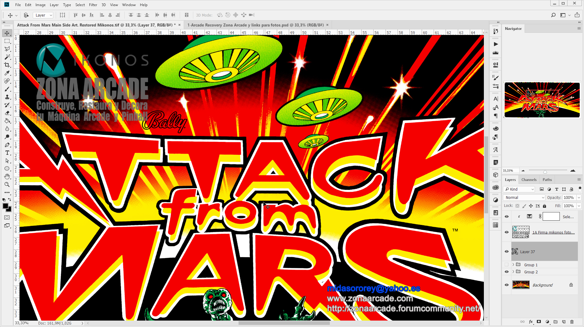 "ATTACK FROM MARS PINBALL DECALS" (BALLY) artwork files in Restoration by Mikonos for Zona ...