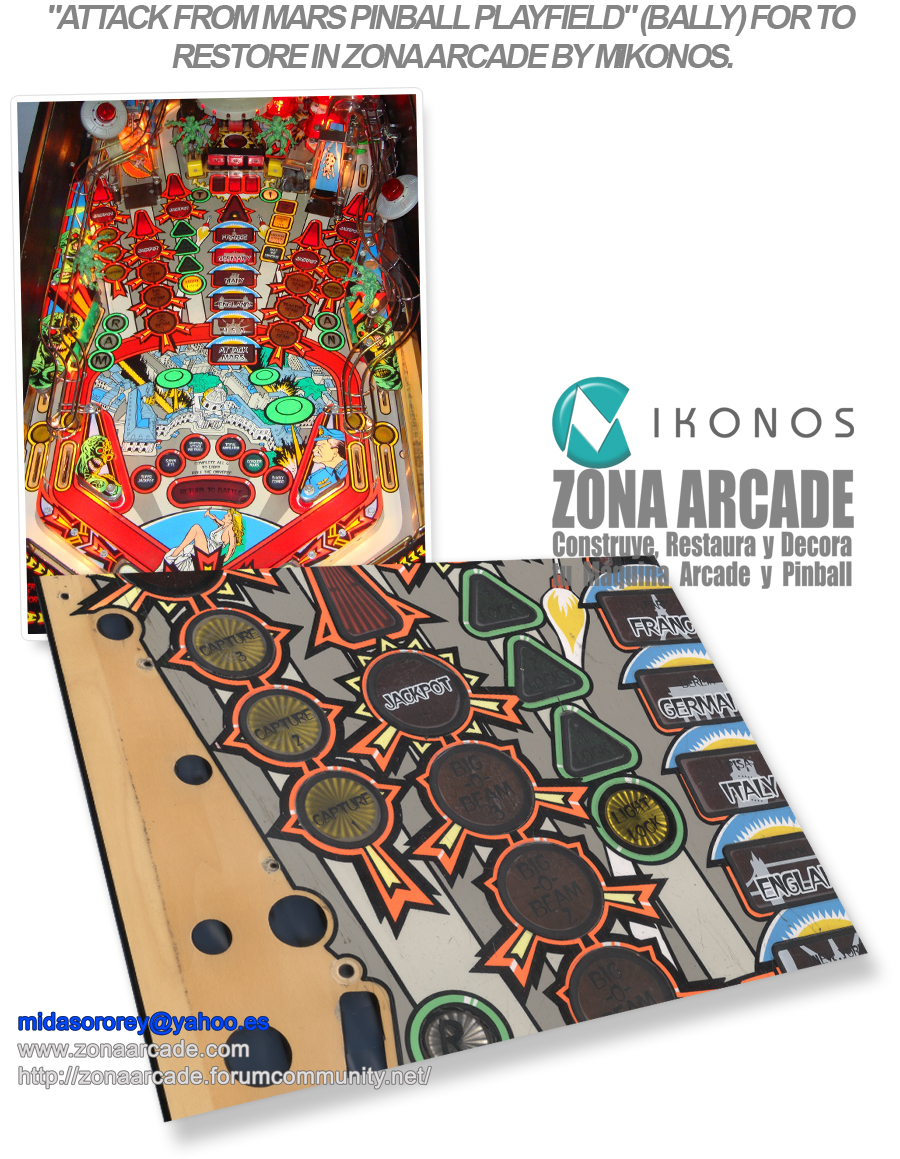 "ATTACK FROM MARS PINBALL PLAYFIELD" (BALLY) digitized files in Zona Arcade