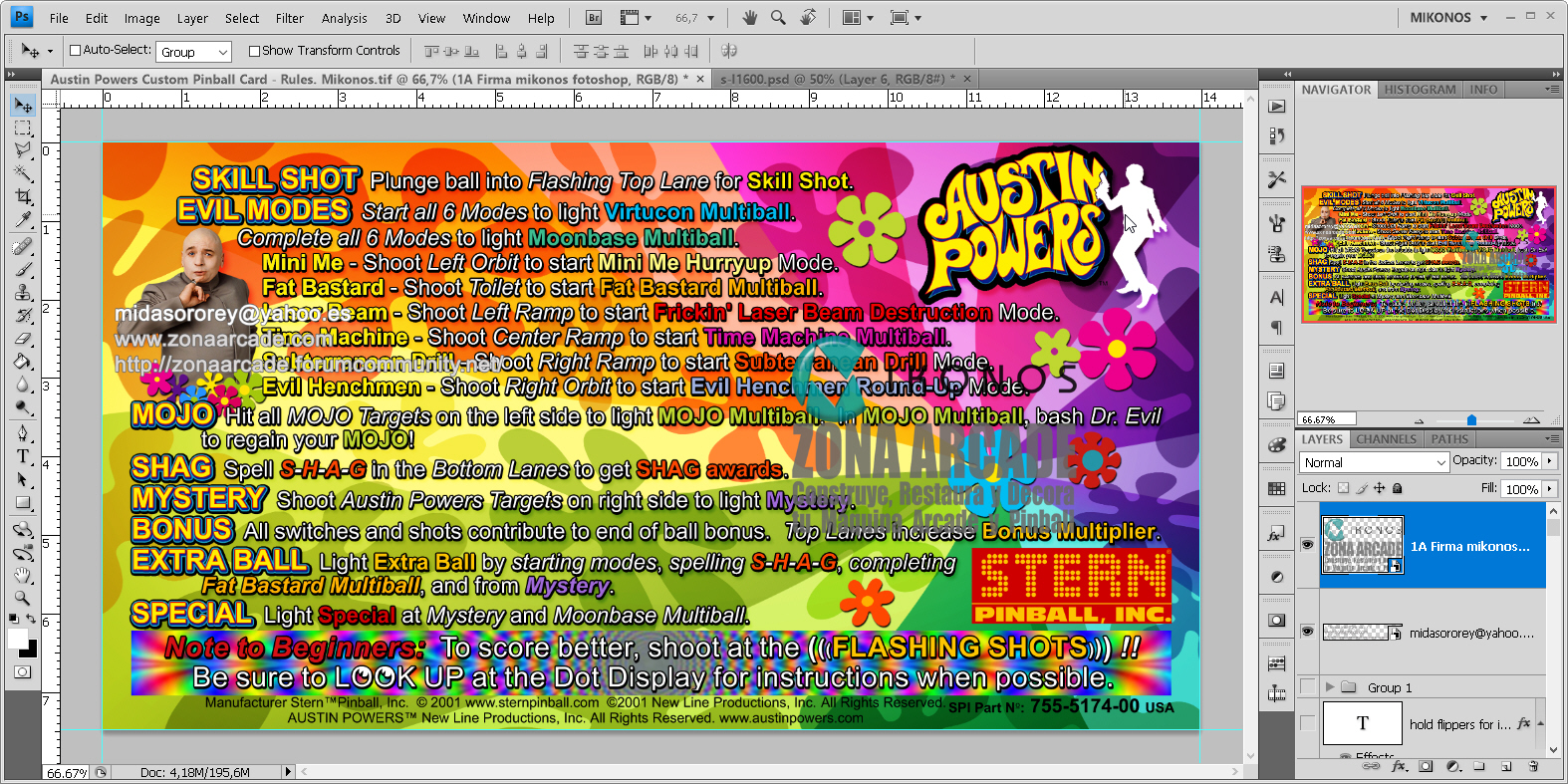 "Austin Powers Pinball Cards Customized" (STERN). Designed by Zona ...