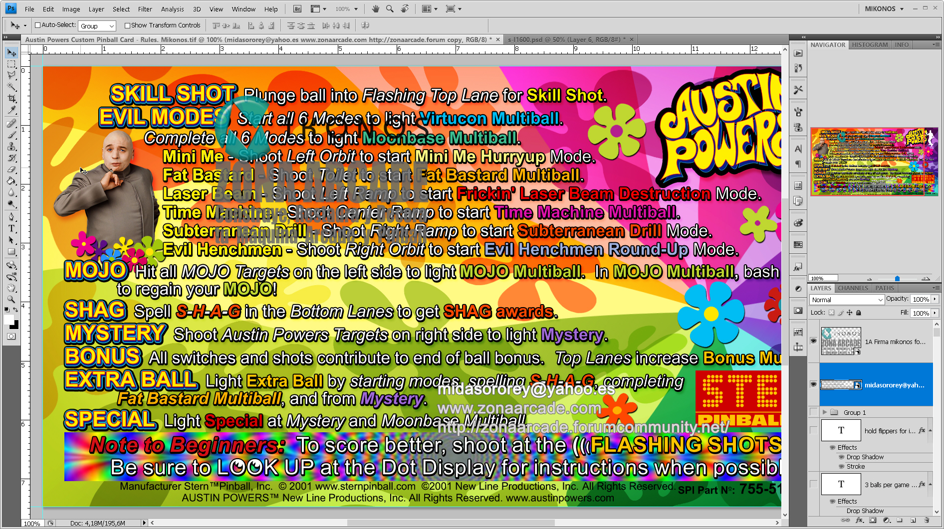 "Austin Powers Pinball Cards Customized" (STERN). Designed by Zona ...