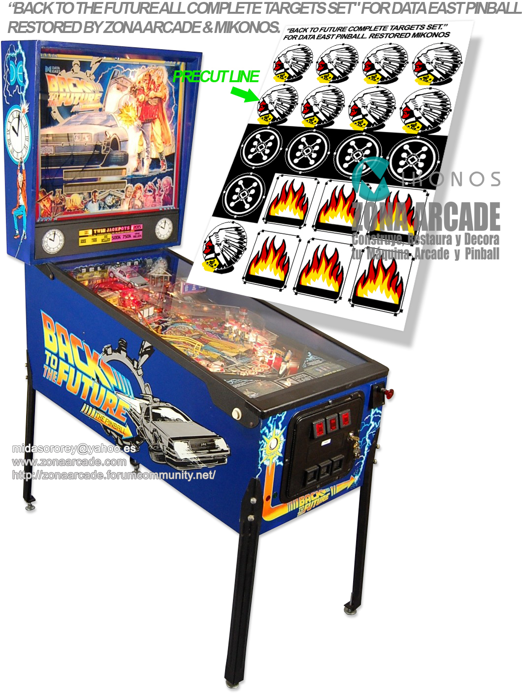 "BACK TO THE FUTURE ALL COMPLETE TARGETS" for DATA EAST PINBALL ...