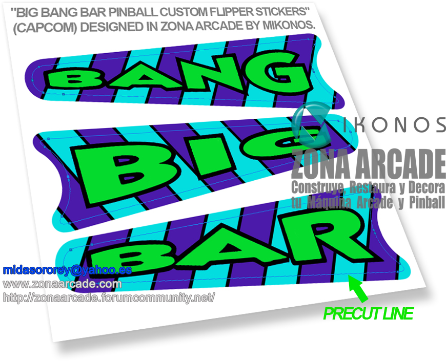 "Big Bang Bar Pinball Customized Flipper Stickers" (CAPCOM) artworks ...