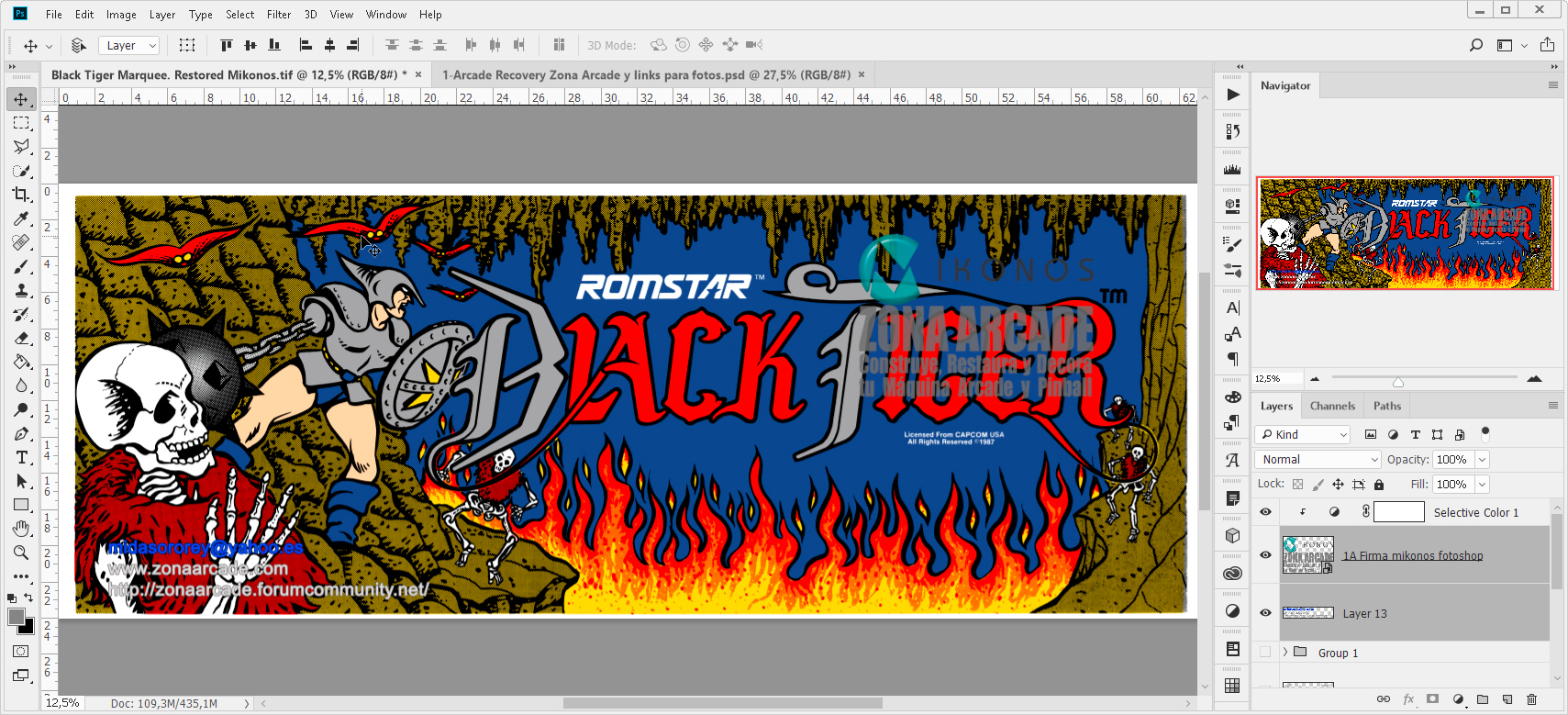 "BLACK TIGER MARQUEE" (ROMSTAR) arcade artwork file restored by Zona ...