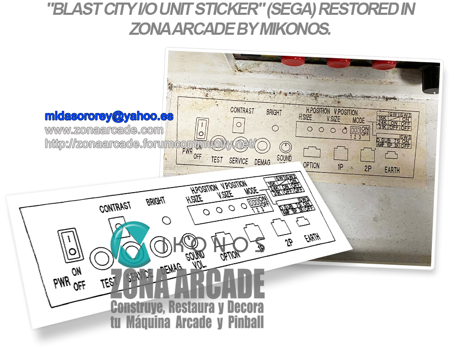 "BLAST CITY CABINET" (SEGA) All Arcade Artwork Decals and Small ...