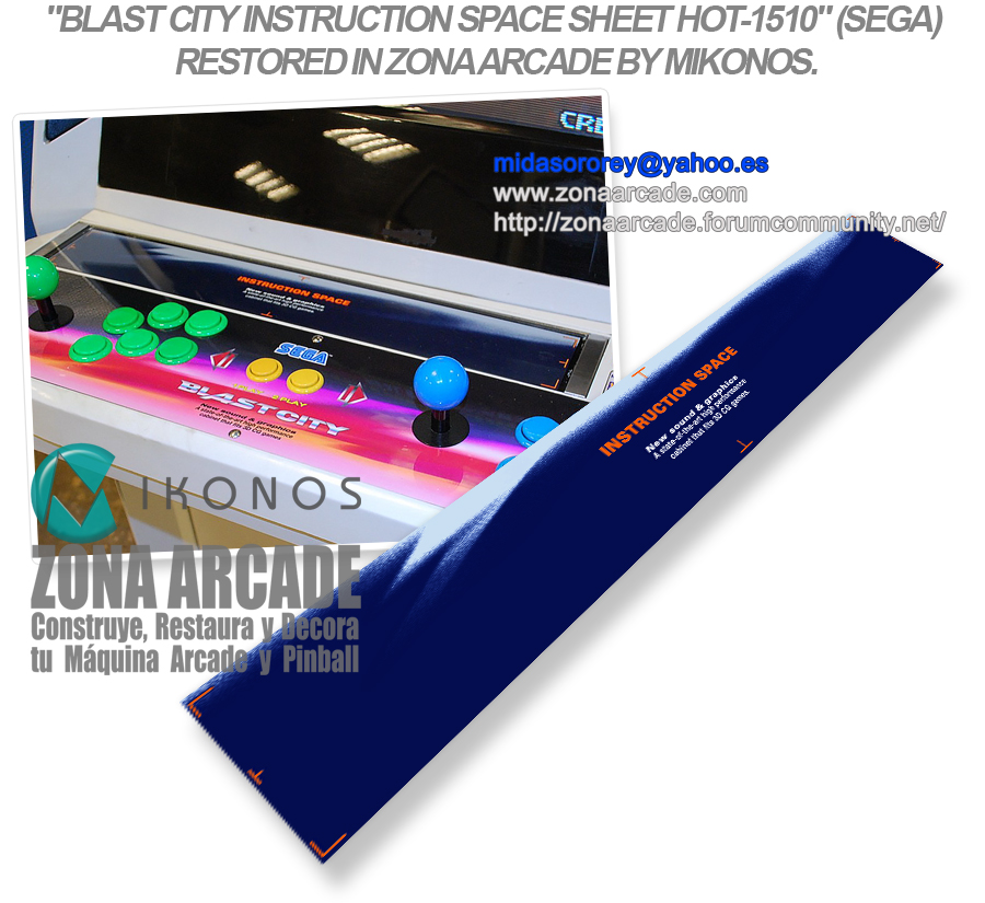 "BLAST CITY CABINET" (SEGA) All Arcade Artwork Decals and Small Stickers in Zona Arcade' Site ...