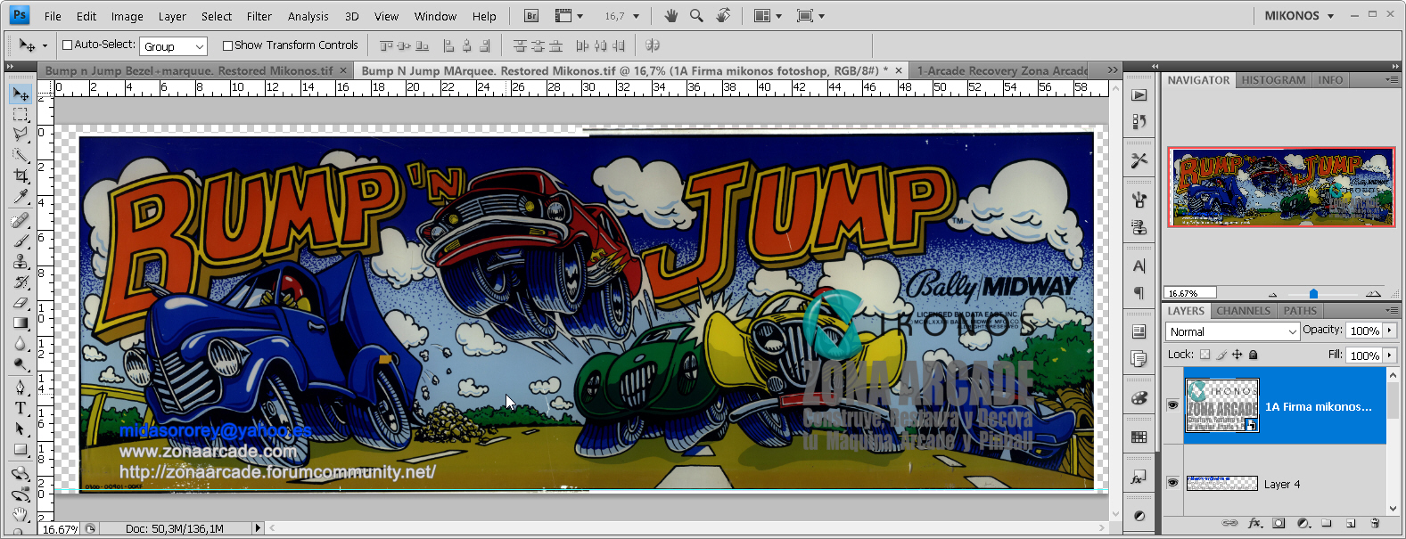 "BUMP´N JUMP MARQUEE" (BALLY / MIDWAY) arcade artwork in restoration ...