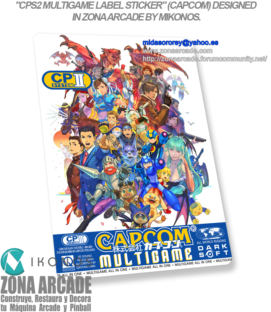 "CPS2 Multigame Label Sticker" (CAPCOM) diseñado para el usuario "Tovar"