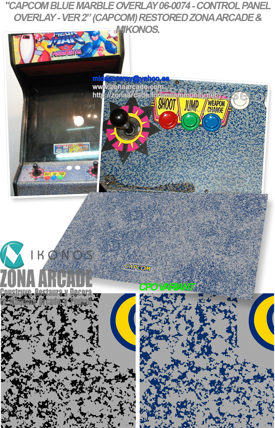 "CAPCOM BLUE MARBLE OVERLAY 06-0074 CONTROL PANEL OVERLAY VER. 2 ...