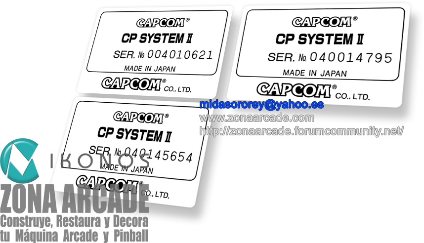 "Capcom CPS2 Eproms and Serial Number Stickers" (CAPCOM) arcade files reproduced by Mikonos for ...