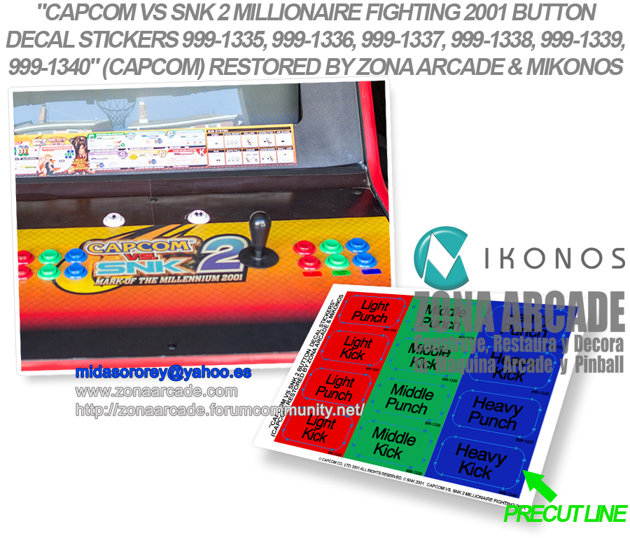"CAPCOM VS SNK 2 MILLIONAIRE FIGHTING 2001 BUTTON DECAL STICKERS ...