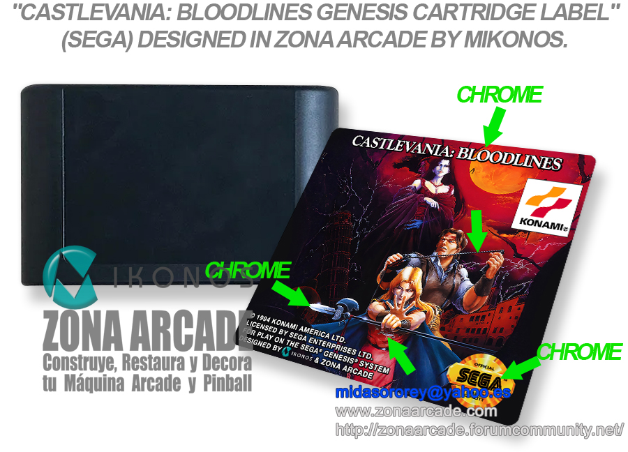 "Castlevania: Bloodlines Genesis Cartridge Label Sticker" (SEGA ...