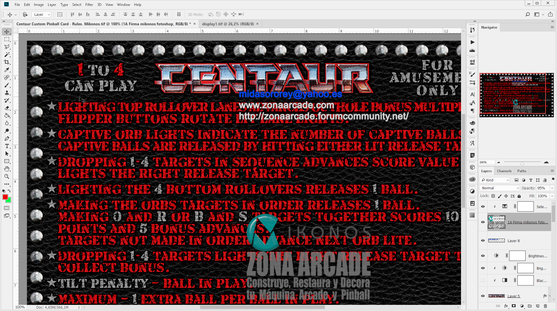 "Centaur Custom Pinball Cards" (BALLY). Designed by Zona Arcade and Mikonos