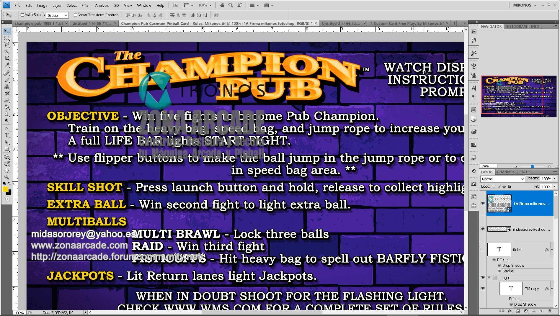 "Champion Pub Custom Pinball Cards" (BALLY). Designed by Mikonos & Zona ...