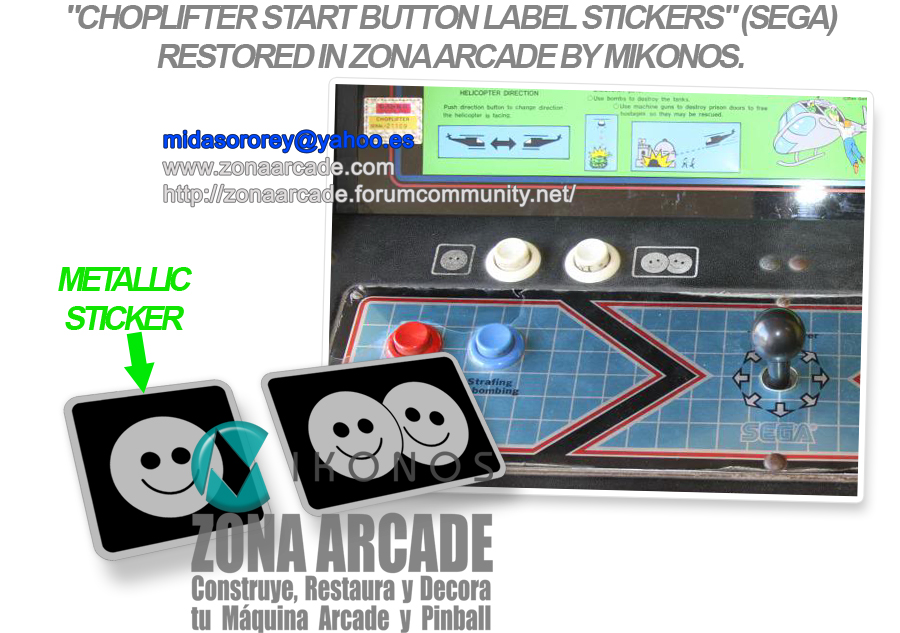 "CHOPLIFTER START BUTTON DECAL STICKERS" (SEGA) arcade artwork ...