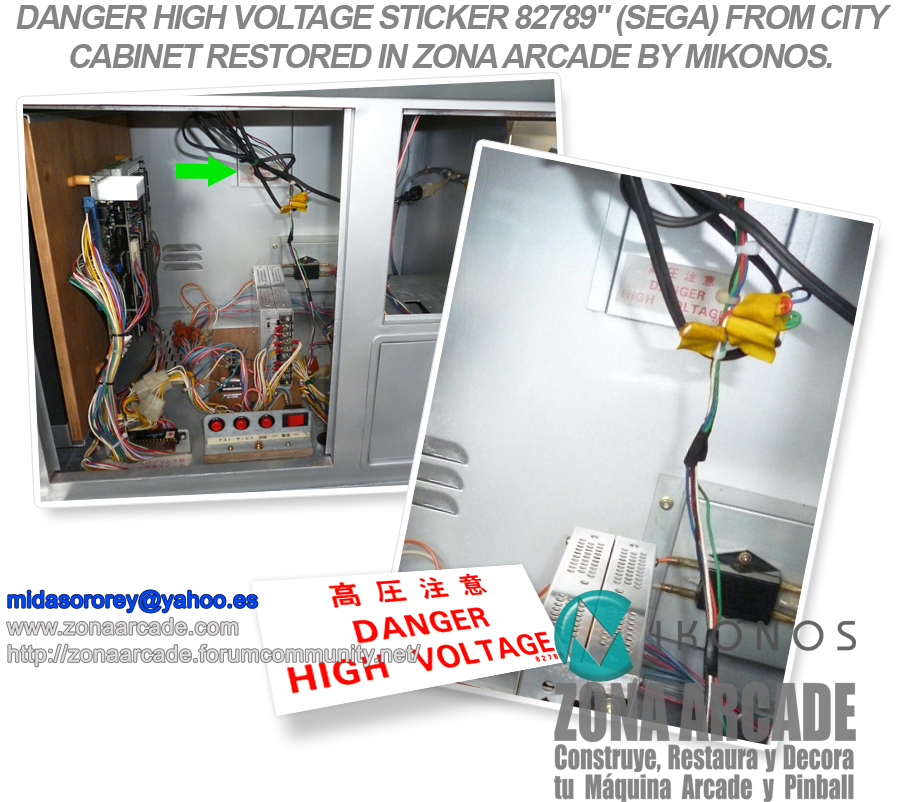 "DANGER HIGH VOLTAGE STICKER 82789" (SEGA) jap. version from City ...