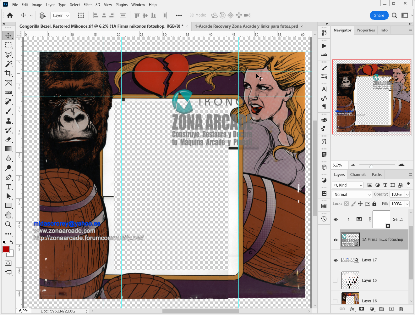 "CONGORILLA BEZEL" (ORCA) arcade artwork in restoration process by Zona ...