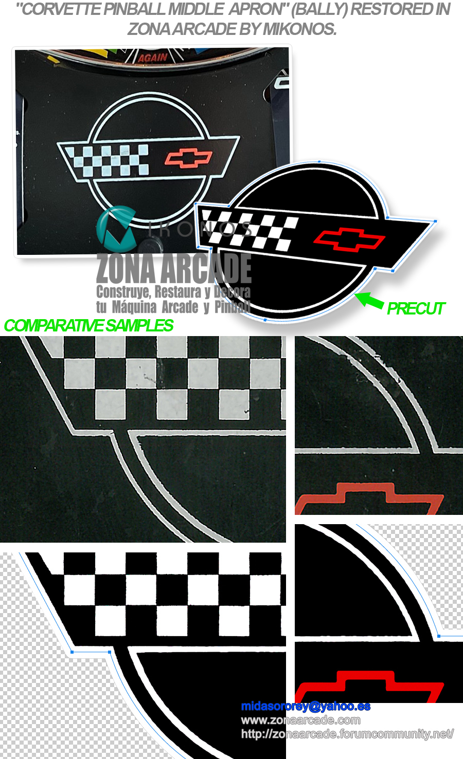 "CORVETTE PINBALL APRONS" (BALLY) scan files restored in Zona Arcade by ...