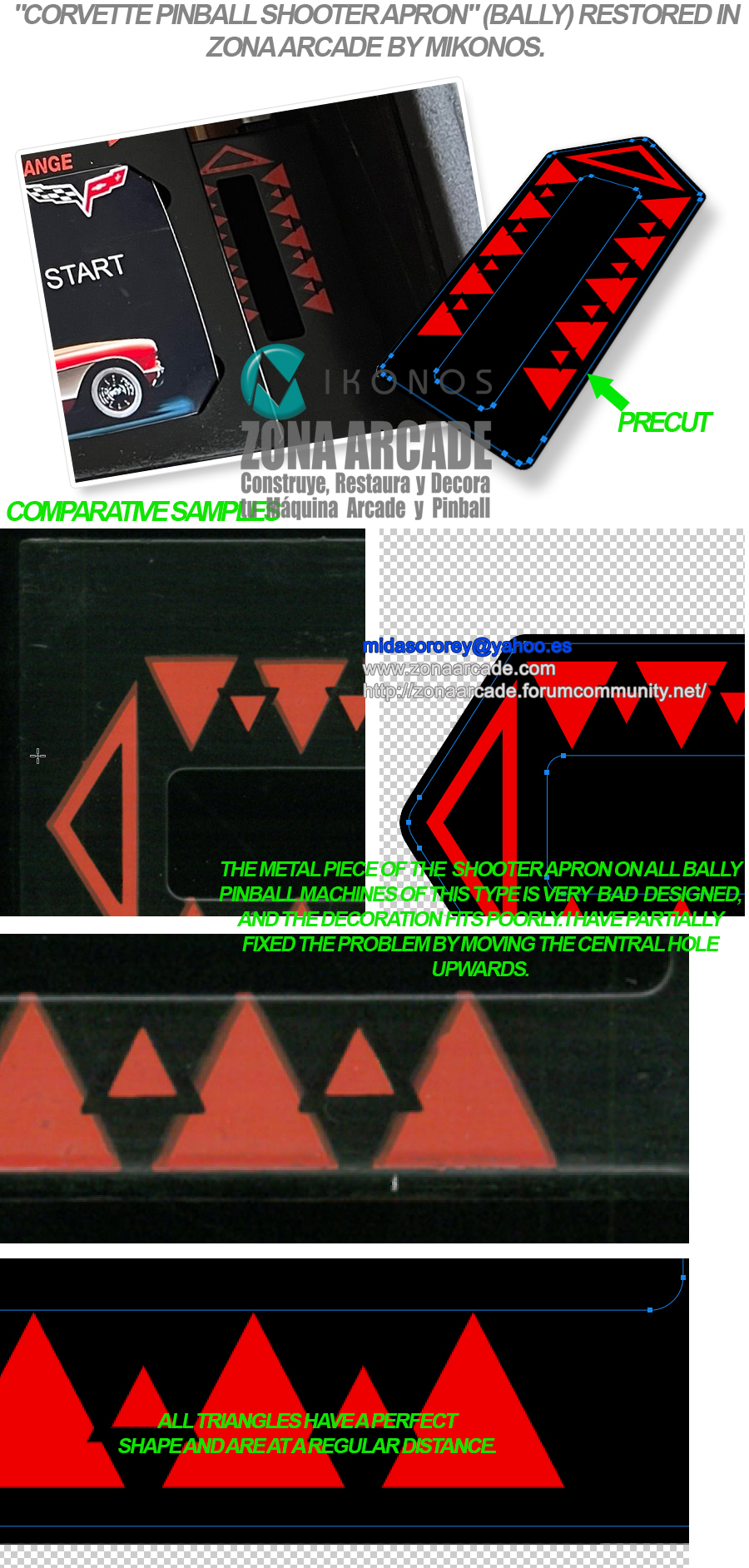 "CORVETTE PINBALL APRONS" (BALLY) scan files restored in Zona Arcade by ...