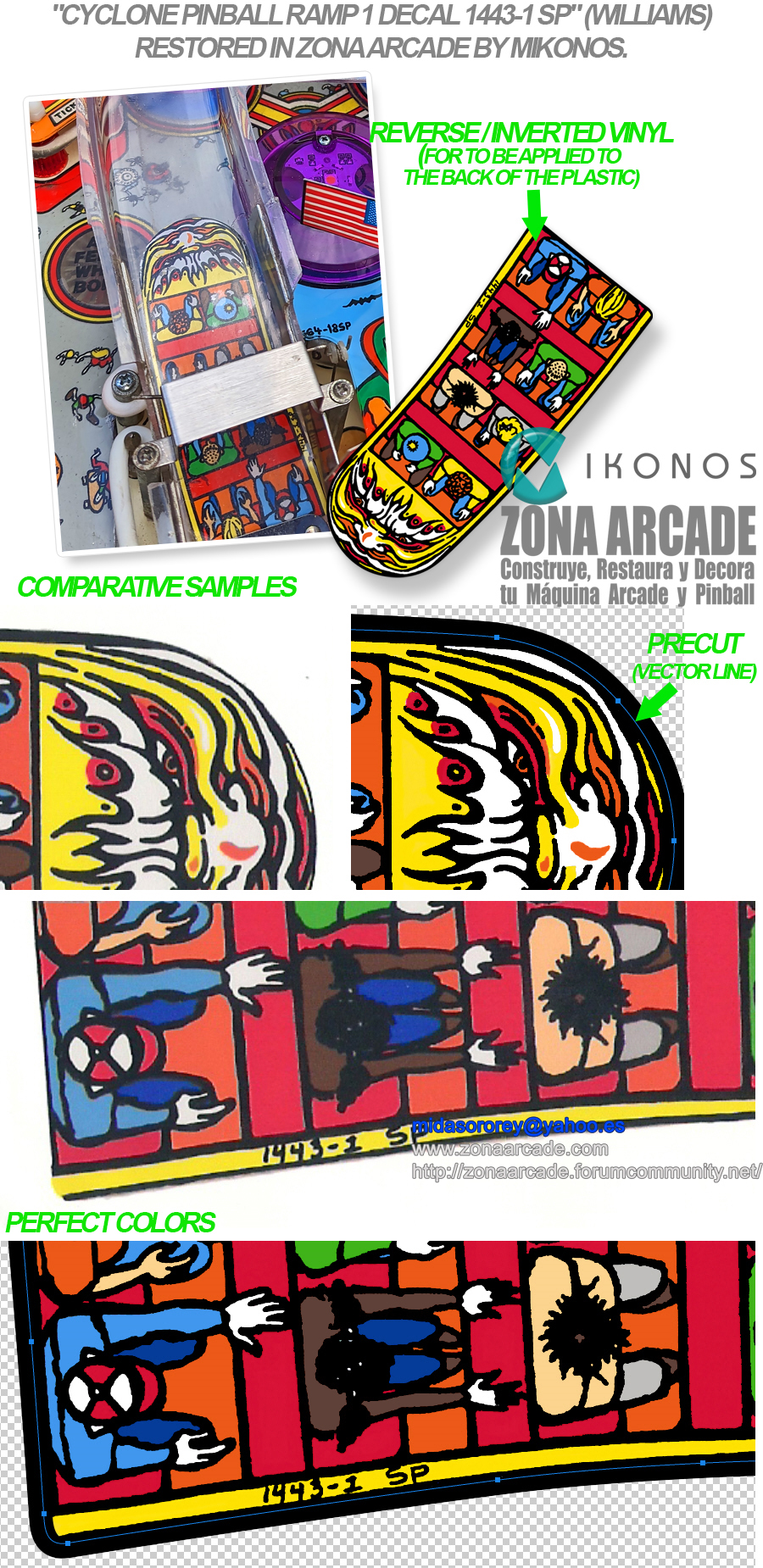 "CYCLONE Pinball Ramps 1443-1 SP, 1443-2 SP" (WILLIAMS) artwork ...