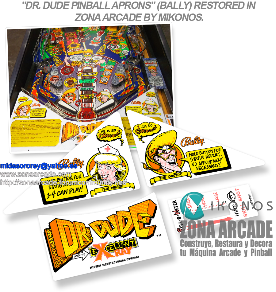 "DR. DUDE PINBALL APRONS - COMPLETE SET" (BALLY) art scanned files in ...