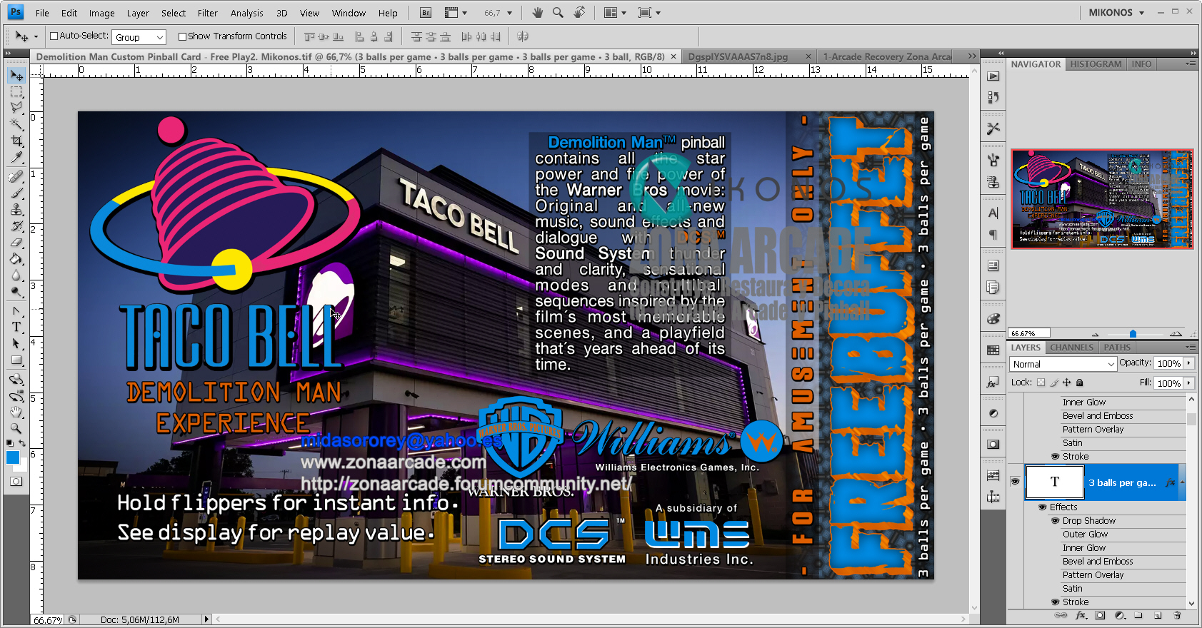 "Demolition Man Pinball Cards Customized" (WILLIAMS). Designed by Zona ...