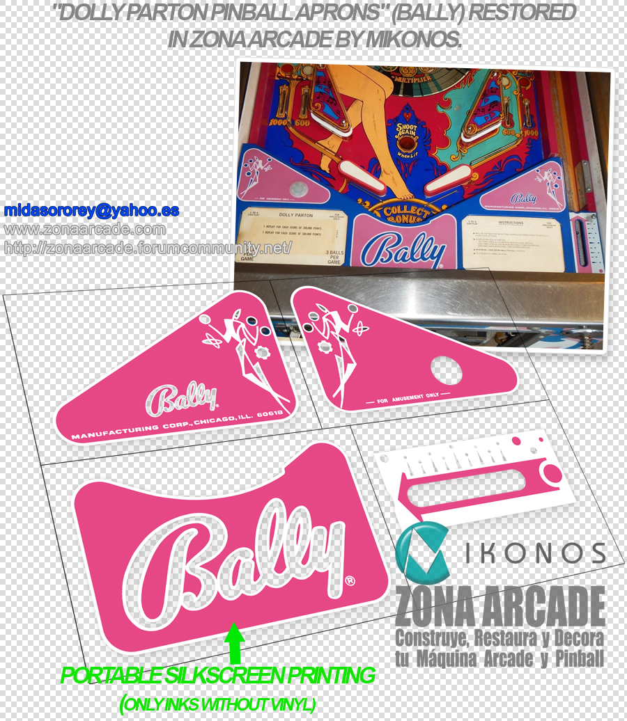 "DOLLY PARTON PINBALL APRONS" (BALLY) artworks restored for to be ...