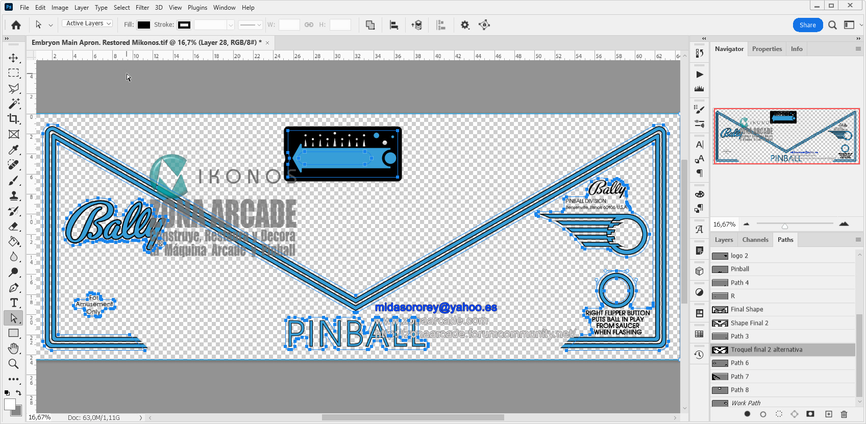 "EMBRYON PINBALL APRONS" (BALLY) scanned artwork files restored in Zona ...