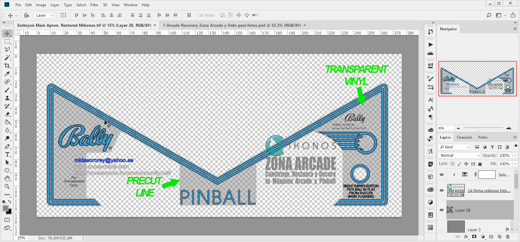 "EMBRYON PINBALL APRONS" (BALLY) scanned artwork files restored in Zona ...