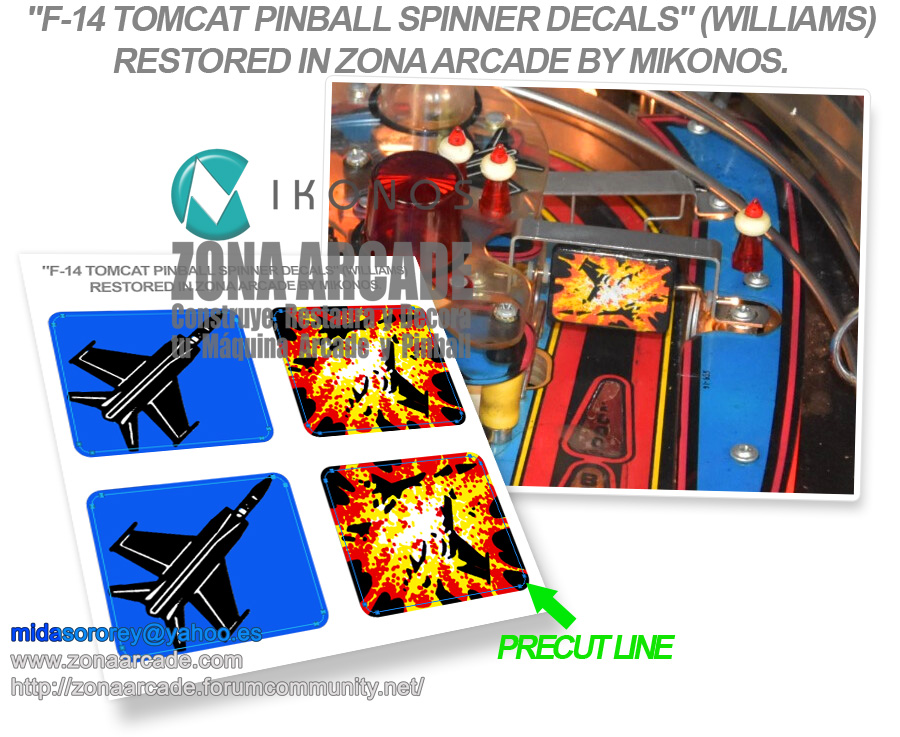 "F-14 TOMCAT PINBALL SPINNER DECALS" (WILLIAMS) scanned artwork files ...