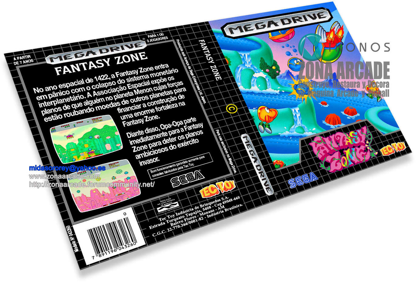 "Fantasy Zone Megadrive Box Cover" (SEGA) brazilian ver. designed by ...
