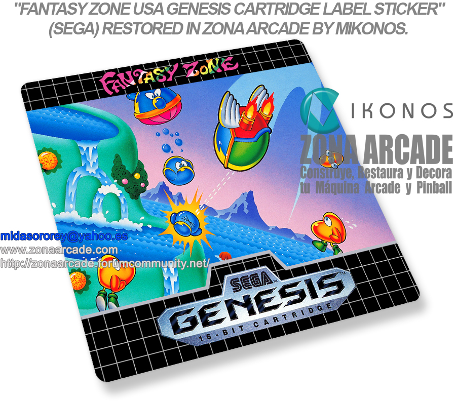 "Fantasy Zone USA Genesis Cartridge Label Sticker" (SEGA) reproduced ...